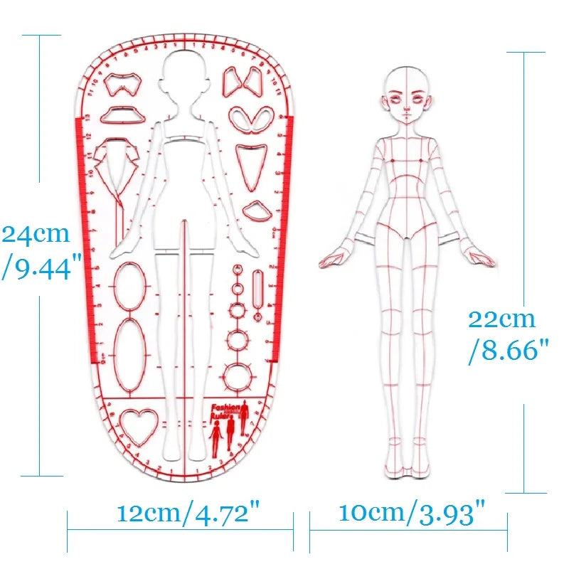 Fashion Designer Ruler Template Girls' Clothing Design Measurements ...