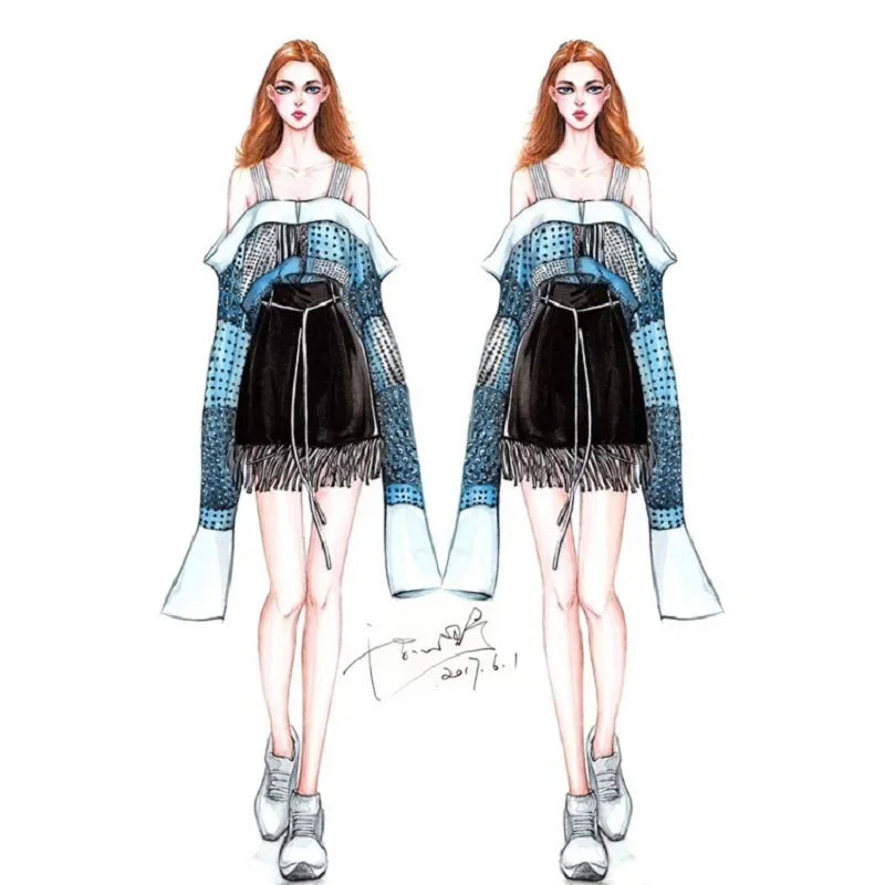 Fashion Illustration Rulers 4 Models Female Clothing Design Effect Di ...