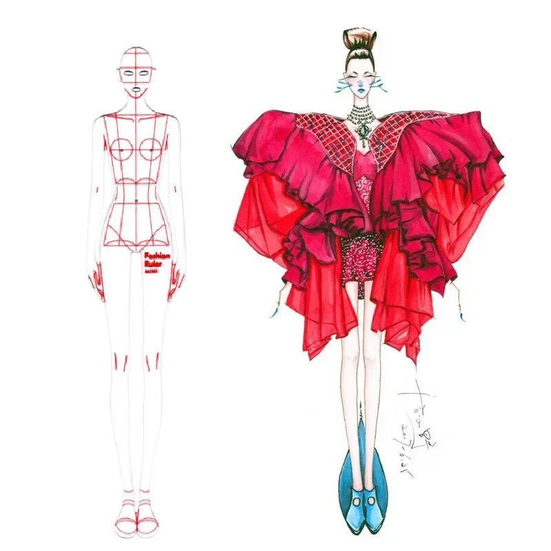 Fashion Illustration Rulers 4 Models Female Clothing Design Effect Di ...
