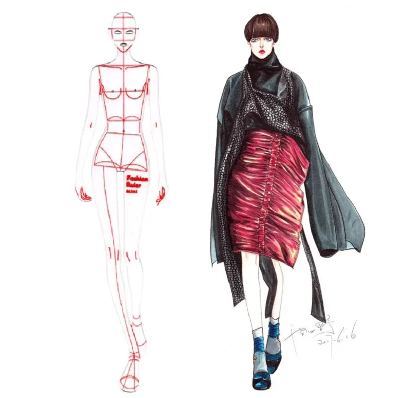 Fashion Illustration Rulers 4 Models Female Clothing Design Effect Di ...