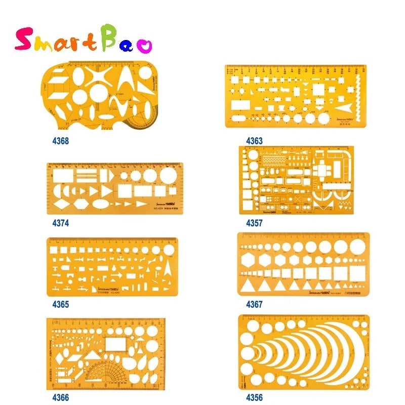 Plastic Drawing Template Ruler Kit Building Geometric Drawing Ruler for ...